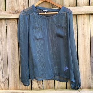 French Connection | Tops | Euc French Connection Green Sheer Blouse ...